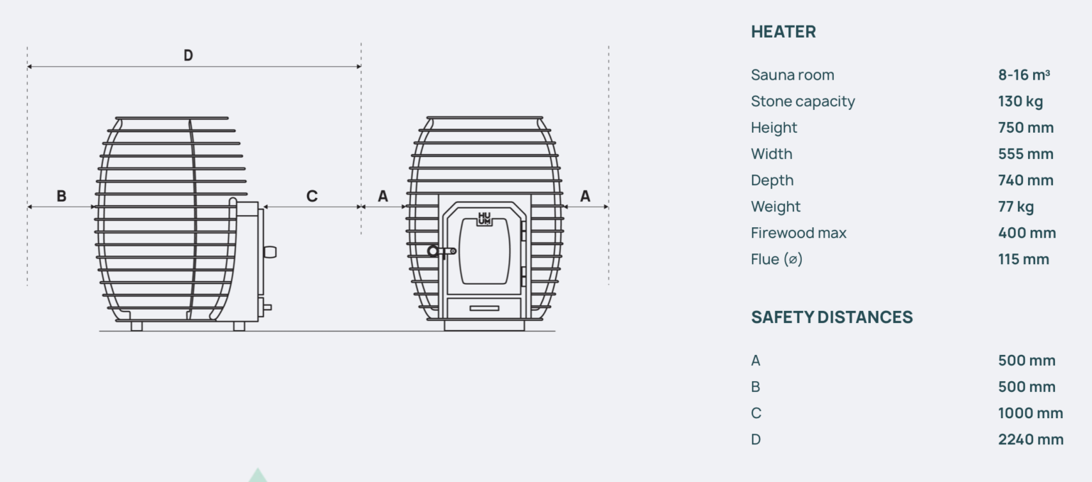 Huum Hive Wood 17 kW LS (through the wall) | UK Stock